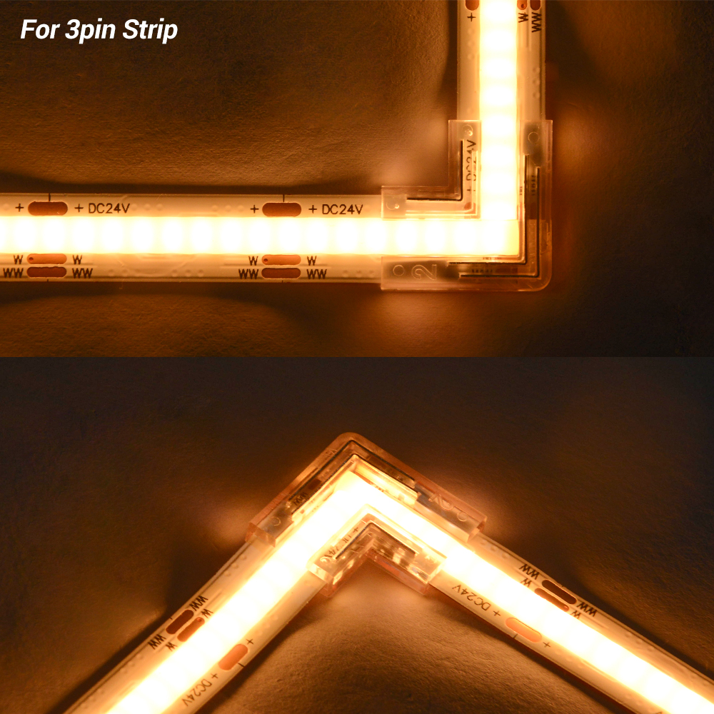 L Shape High Density and COB LED Strip Connector 3 Pins | Onlumi Technology